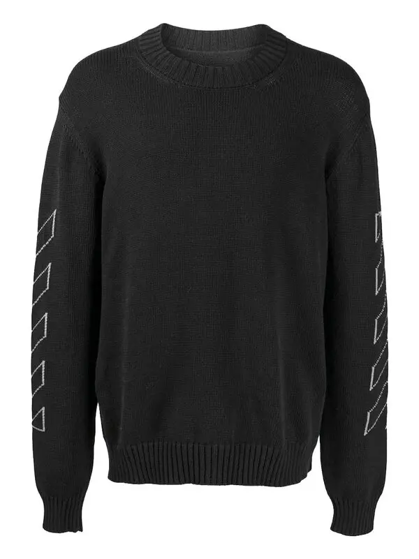 Off-White Diag Outline Knit Crewneck Sweatshirt - Black
