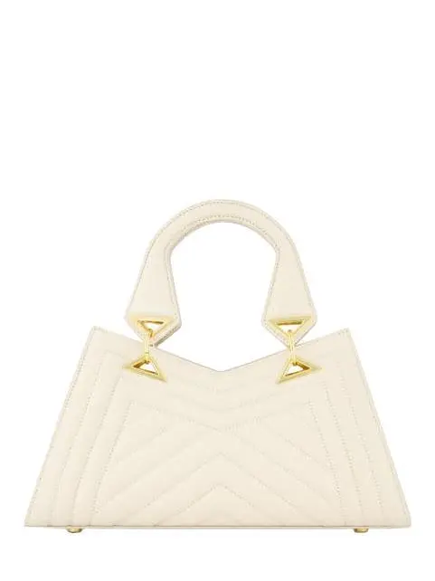Mac Duggal Quilted Napa Leather Handbag - Ecru