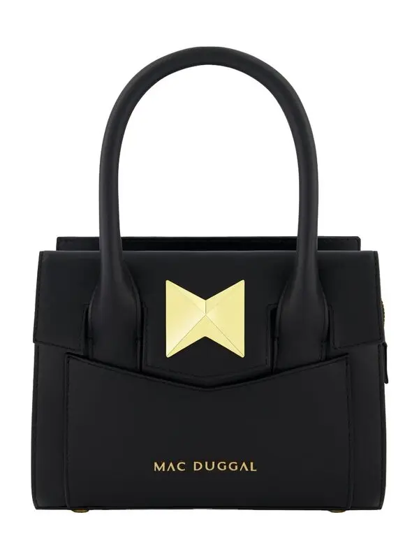 Mac Duggal Gold-plated Hardware Small Leather Tote Bag - Black