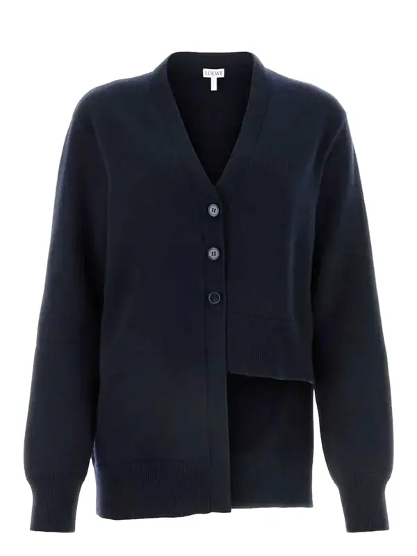 Loewe Asymmetric Cashmere Cardigan - Blue