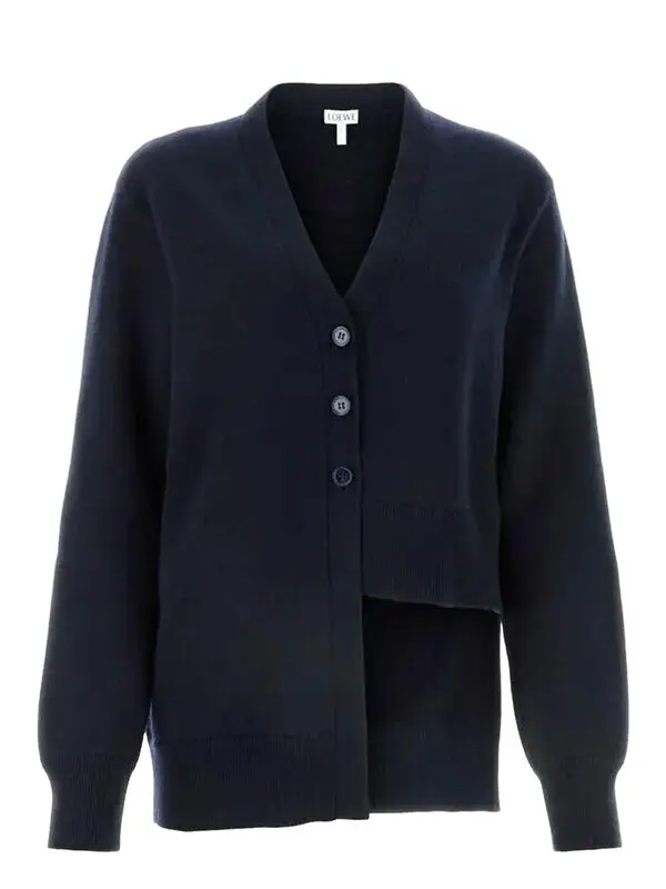 Loewe Asymmetric Cashmere Cardigan - Blue