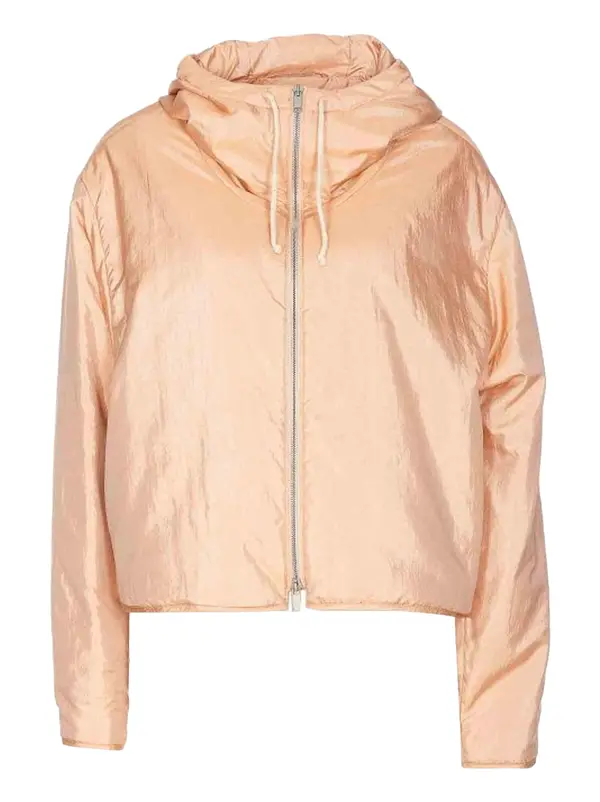 JIL SANDER Blend Silk Zip-up Hooded Jacket - Pink