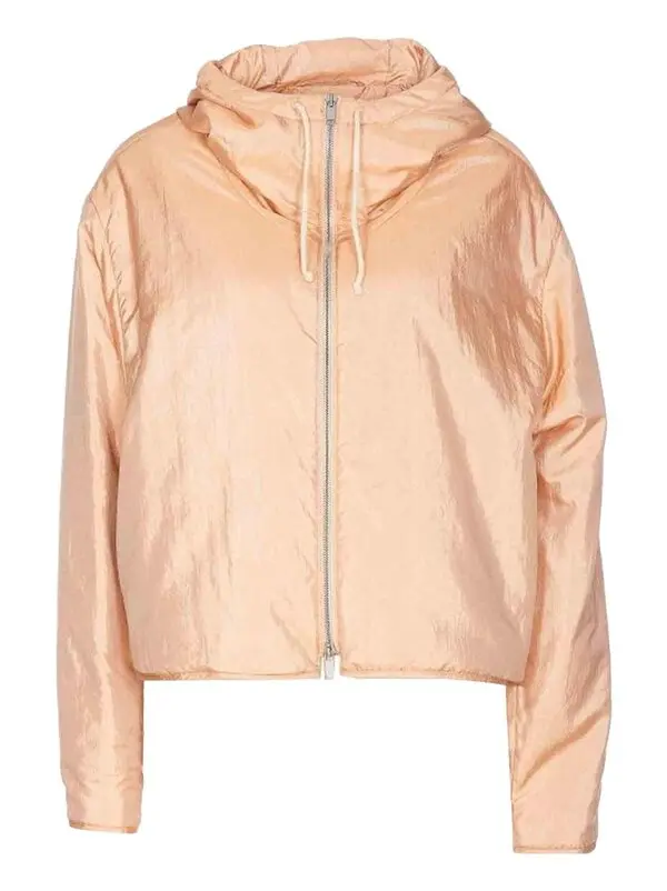JIL SANDER Blend Silk Zip-up Hooded Jacket - Pink