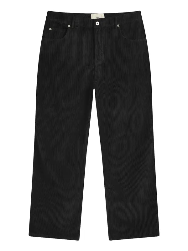 Folk Barrel Leg Corduroy Trousers - Black Heavy Cord