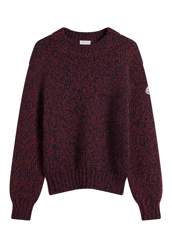 Moncler Mouline Crew Neck Sweater - Navy/burgundy
