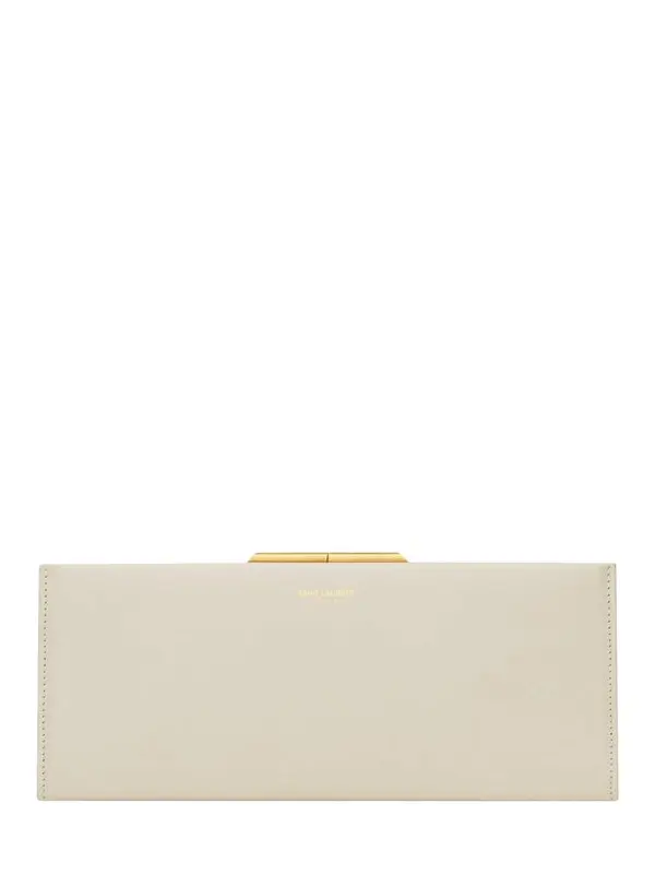 Saint Laurent Calfskin Clutch Bag - White