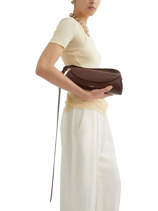 JIL SANDER Small Cannolo Shoulder Bag - Brown