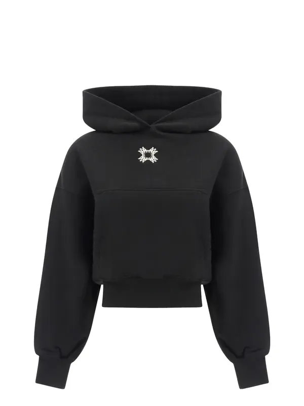 Amiri Cropped Hoodie With Embroidered Logo - Black