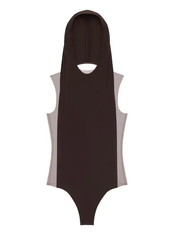 COURREGES Illusion Hooded Bodysuit - Brown