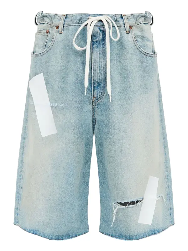 MAISON MARGIELA Logo-patch Denim Shorts - Blue