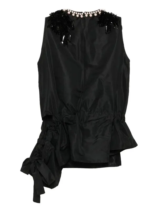 Biyan Embellished Taffeta Top - Black