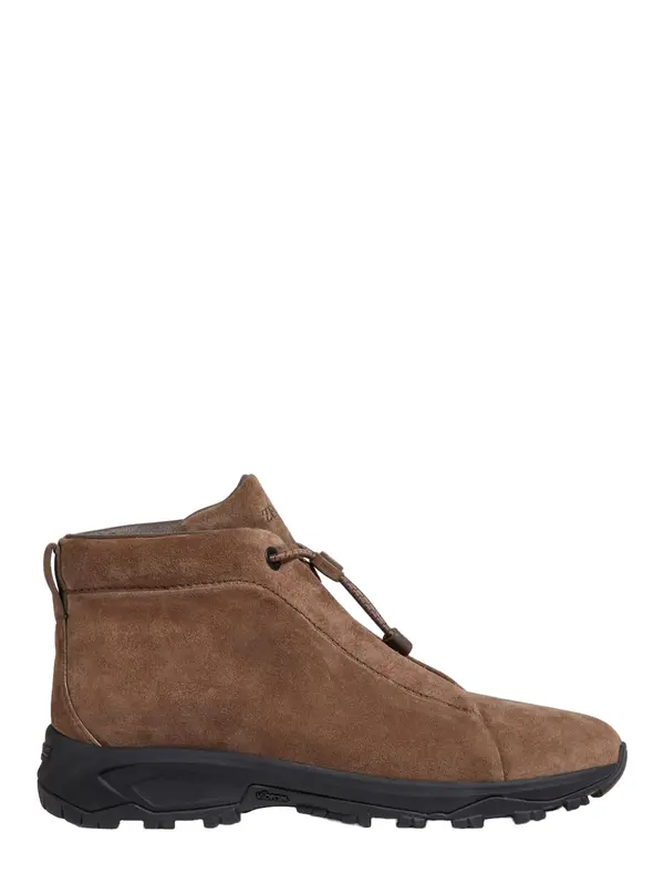 Zegna Triple Stitch Vetta Suede Boots - Brown