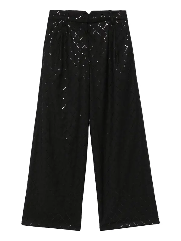 ROTATE BY BIRGER CHRISTENSEN Sequinned Wide-leg Trousers - Black
