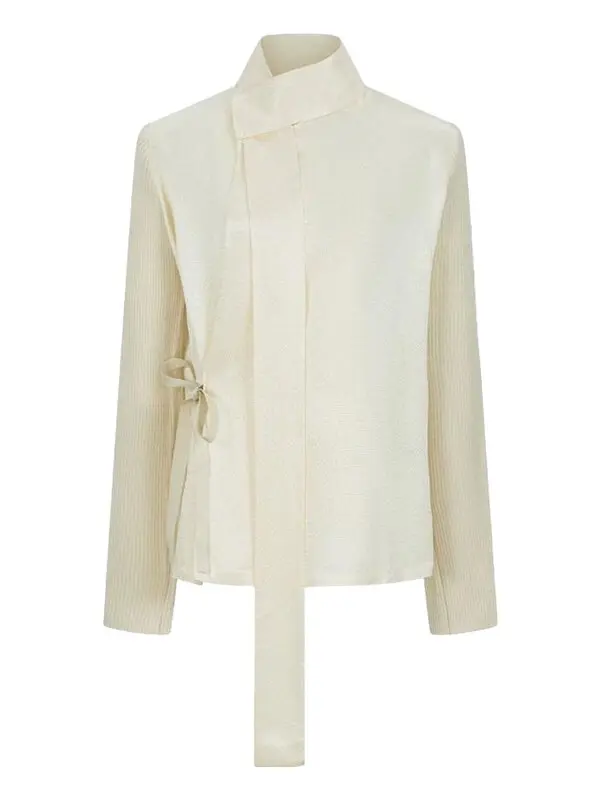 Shanghai Tang Wrapped Blouse - Neutrals