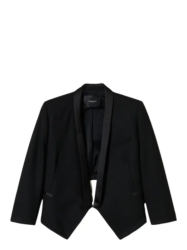 TWINSET Open Front Cropped Blazer - Black