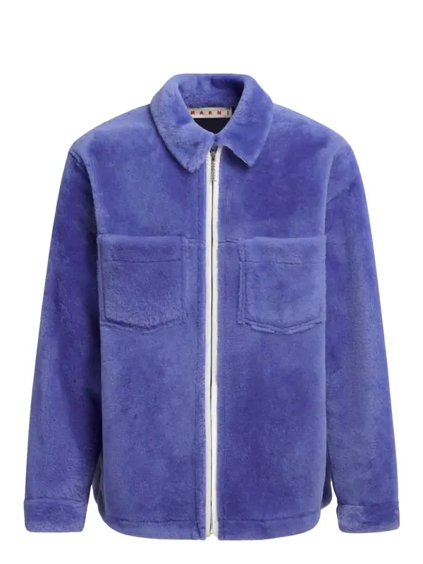 Marni Zip-up Lamb Fur Jacket - Blue