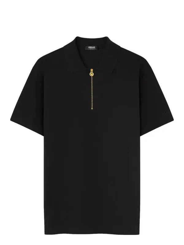 Versace Medusa Zip-up Polo Shirt - Black