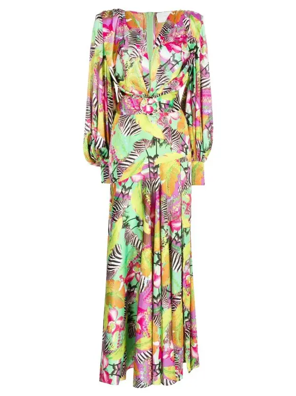 BRONX AND BRONCO Abstract-print Long Dress - Multicolour