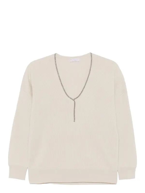 Brunello Cucinelli English-rib Cashmere Sweater - Neutrals