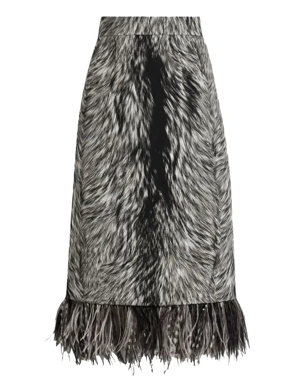 Dolce & Gabbana Feather-trim Faux-fur Skirt - Grey