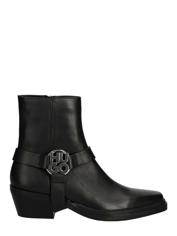 Hugo 50mm Logo Plaque Biker Boots - Black
