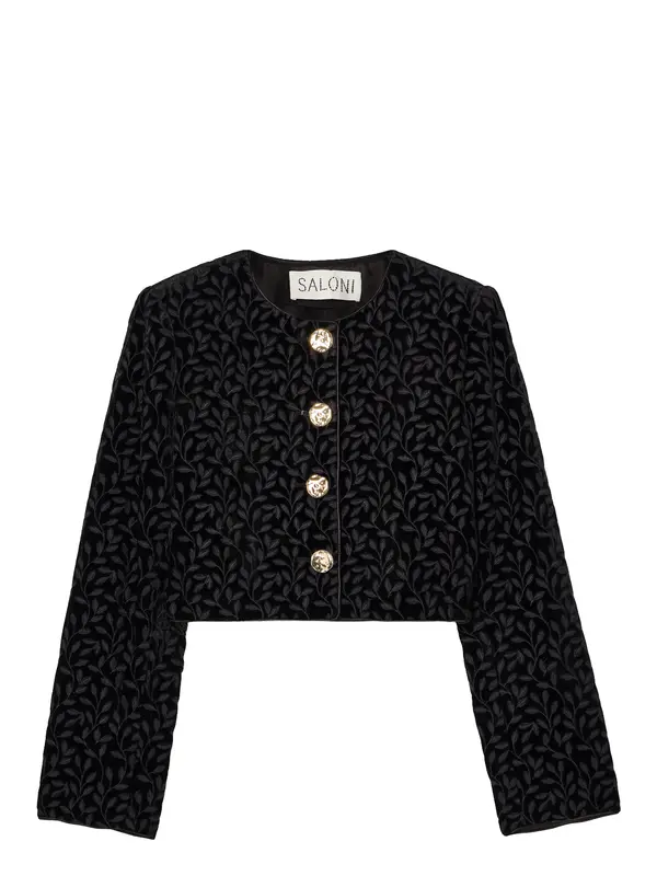 Saloni Vika Velvet-jacquard Jacket - Black
