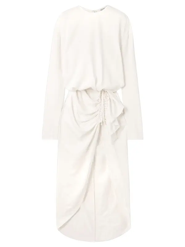 Christopher Esber Cadence Ruched Ruffled Crepe Maxi Dress - White