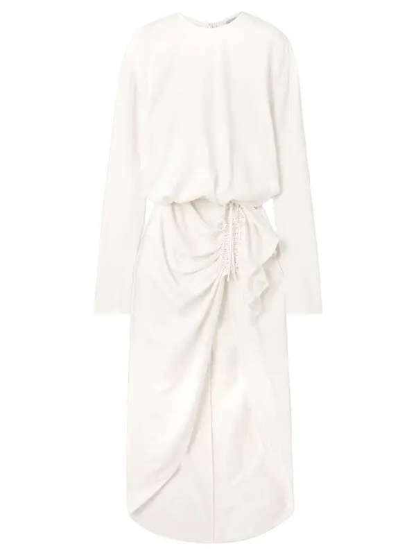 Christopher Esber Cadence Ruched Ruffled Crepe Maxi Dress - White