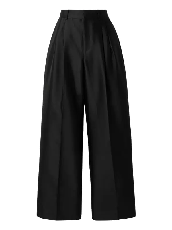 Zimmermann Pleated Twill Wide-leg Pants - Black