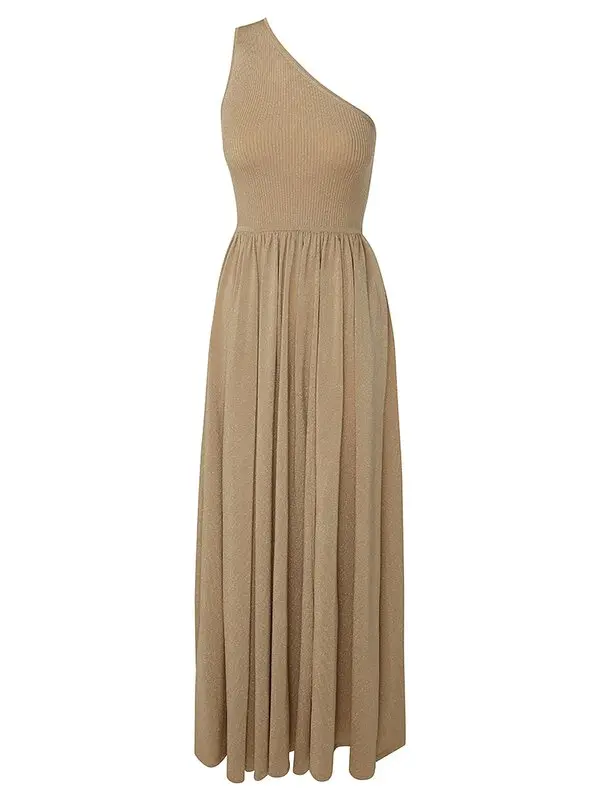 Zimmermann Crush Asymmetric Metallic Maxi Dress - Gold