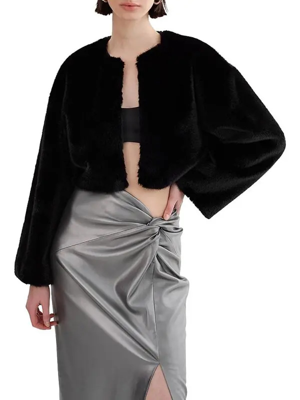 LAMARQUE Rowdie Faux Fur Coat - Black