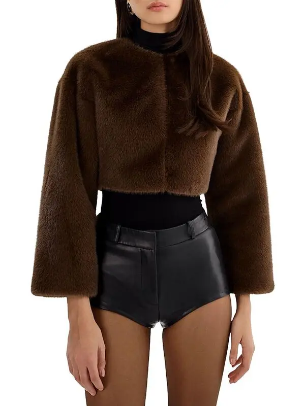 LAMARQUE Rowdie Faux Fur Coat - Walnut