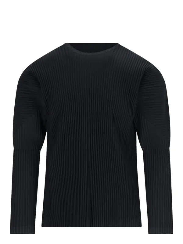 Issey Miyake Ribbed Long Sleeve Top - Black