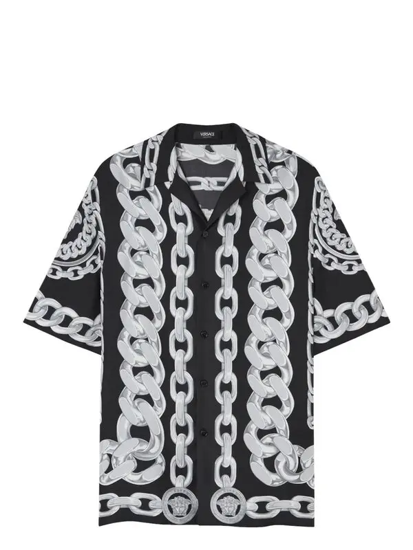 Versace Medusa Chains Silk Shirt - Black