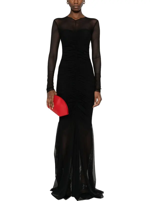 Norma Kamali Shirred Fishtail Gown - Black