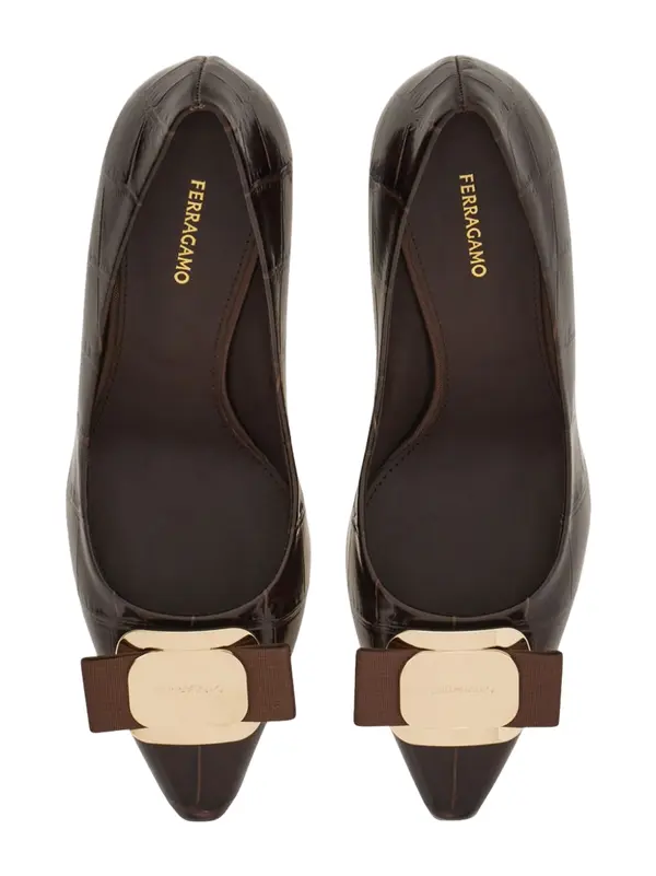 FERRAGAMO 85mm Vara Pumps - Brown