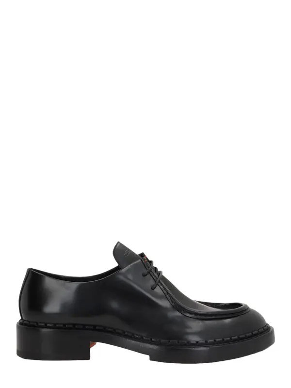 Santoni X 10 Corso Como Leather Lace-up Shoes - Black