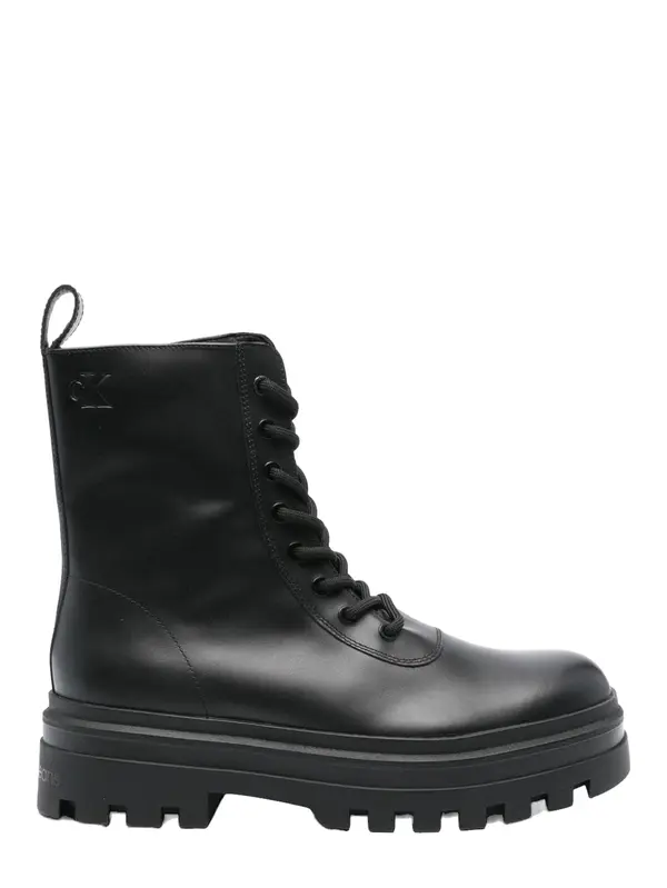 Calvin Klein Lug-sole Leather Boots - Black