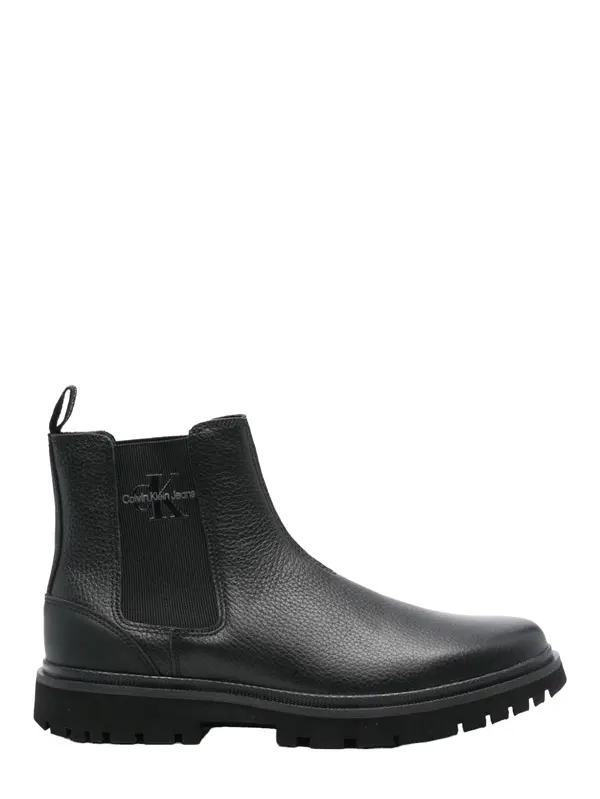 Calvin Klein Leather Ankle Boots - Black