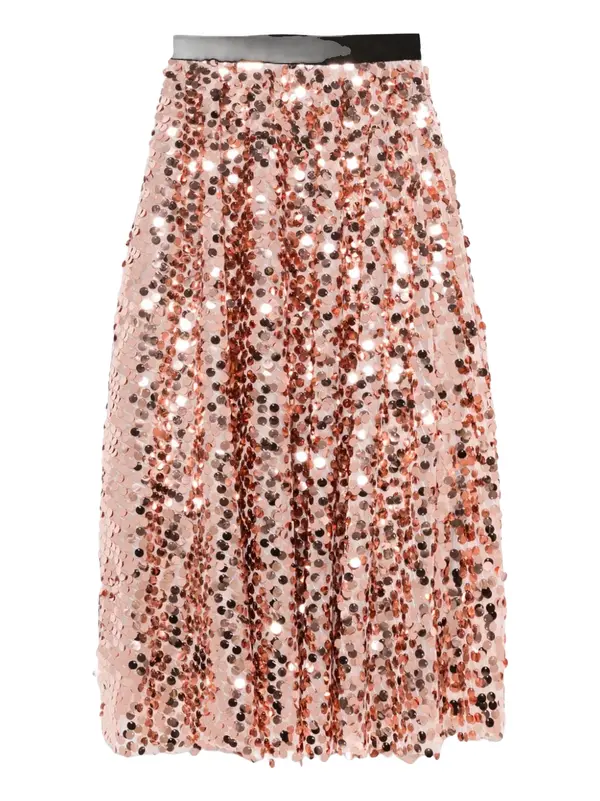 BLANCA VITA Sequined Midi Skirt - Pink
