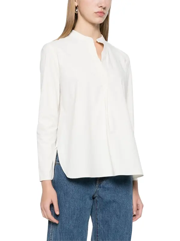 BLANCA VITA Band-collar Blouse - White