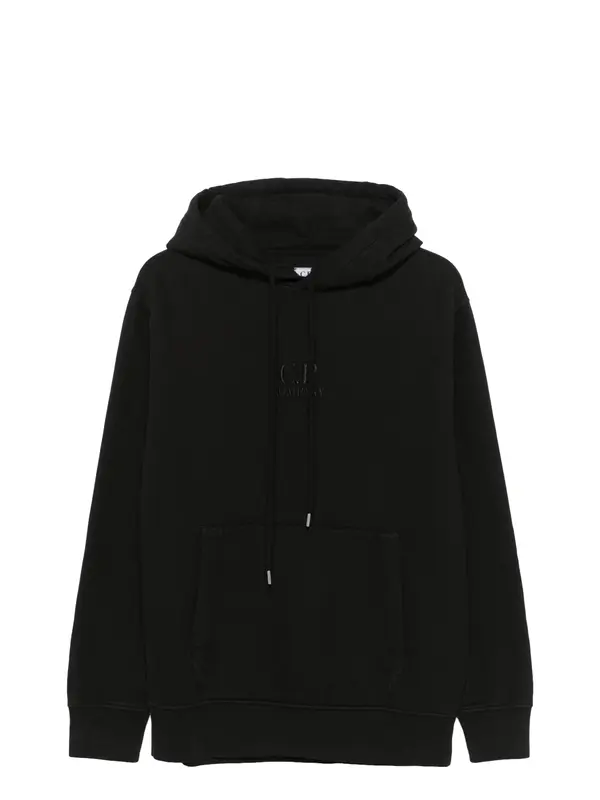 C.P. COMPANY Logo Fleece Hoodie - Black
