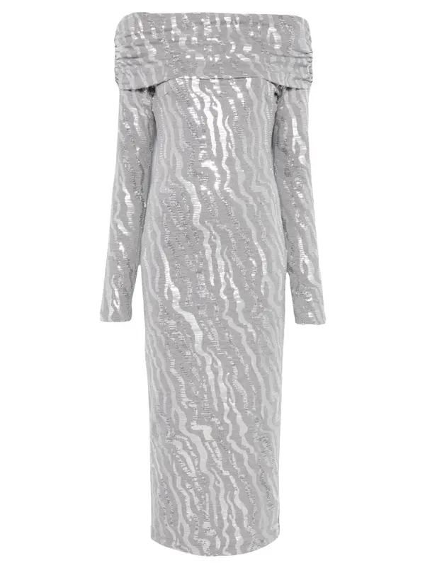 ROTATE BY BIRGER CHRISTENSEN Sequinned Midi Dress - Grey