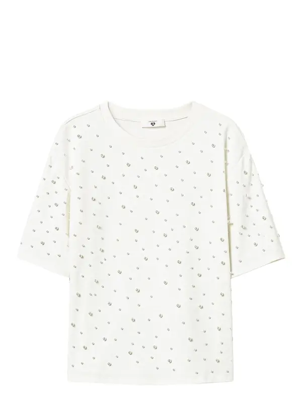TWINSET Pearl-detailing T-shirt - White