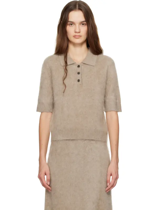 LISA YANG - LISA YANG Taupe Carolyn Polo