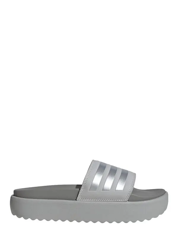Adidas Adilette Platform Slides - Grey Two/silver Metallic/charcoal Solid Grey