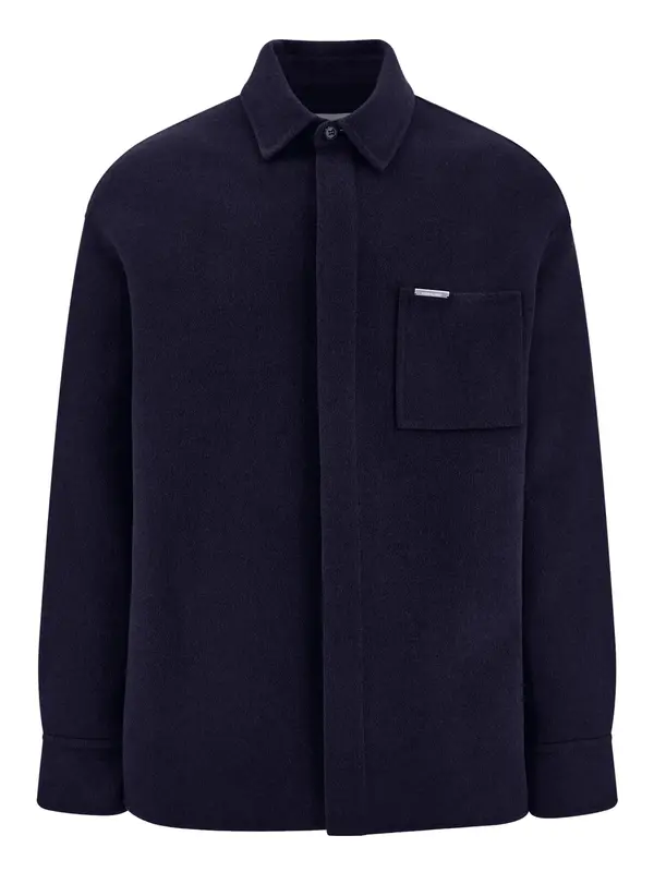 FERRAGAMO Cashmere-blend Overshirt - Blue