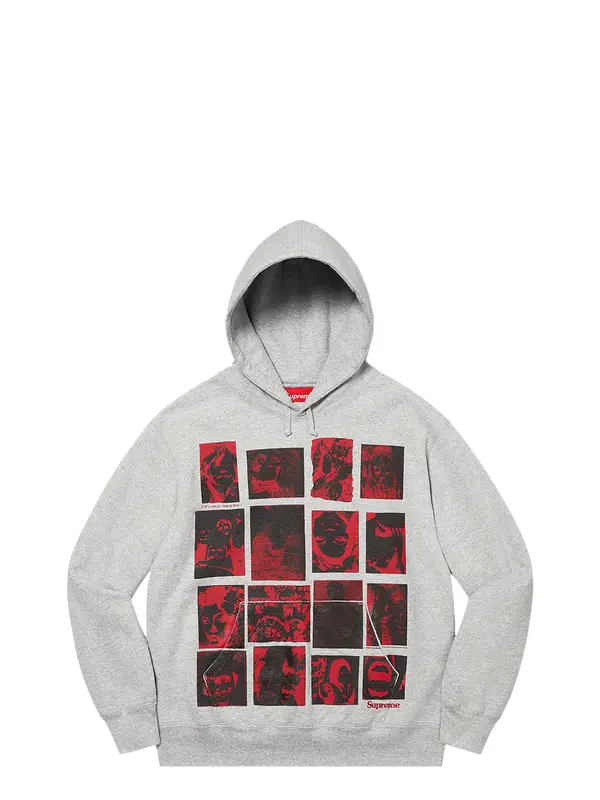 Supreme Collage Grid Hooded Sweatshirt - Grey