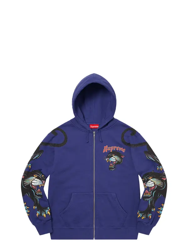 Supreme Panther Zip Up Hooded Sweatshirt - Blue