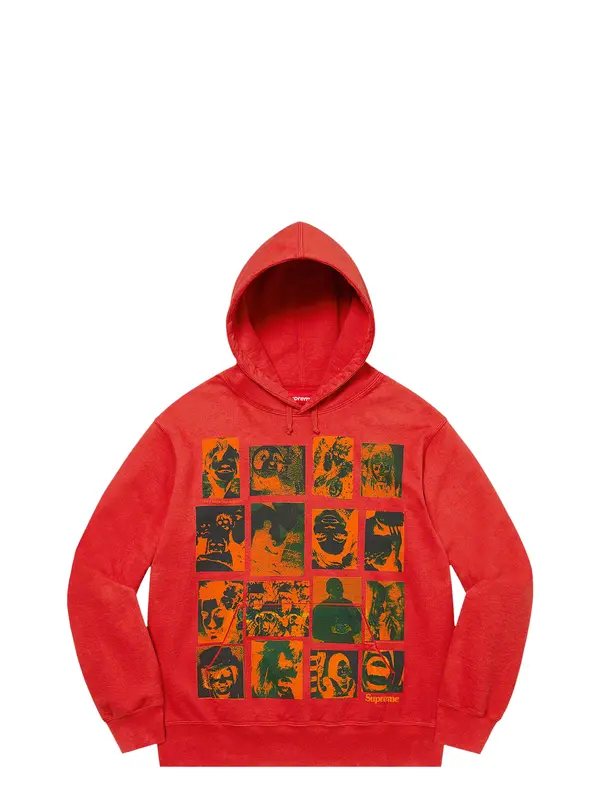 Supreme Collage Grid Hooded Sweatshirt - Red
